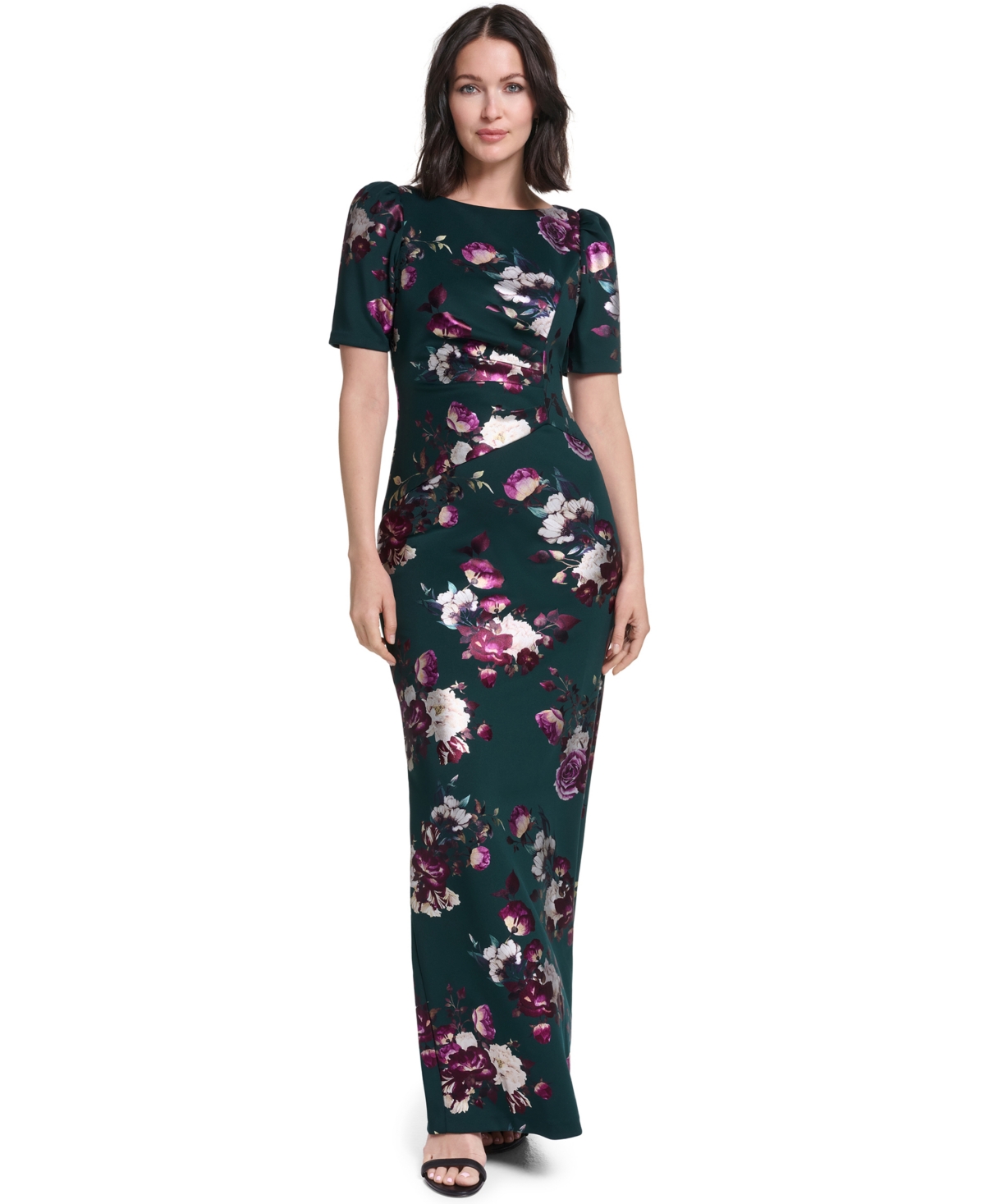 Click here for Jessica Howard Petite Elbow-Sleeve Boat Neck Gown... prices