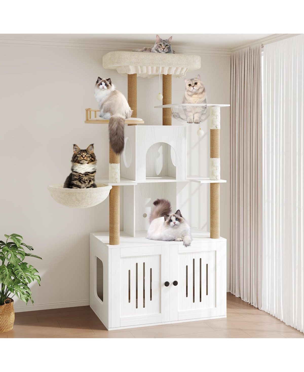 Click here for homfan Cat Tree with Hidden Litter Box Enclosure -... prices