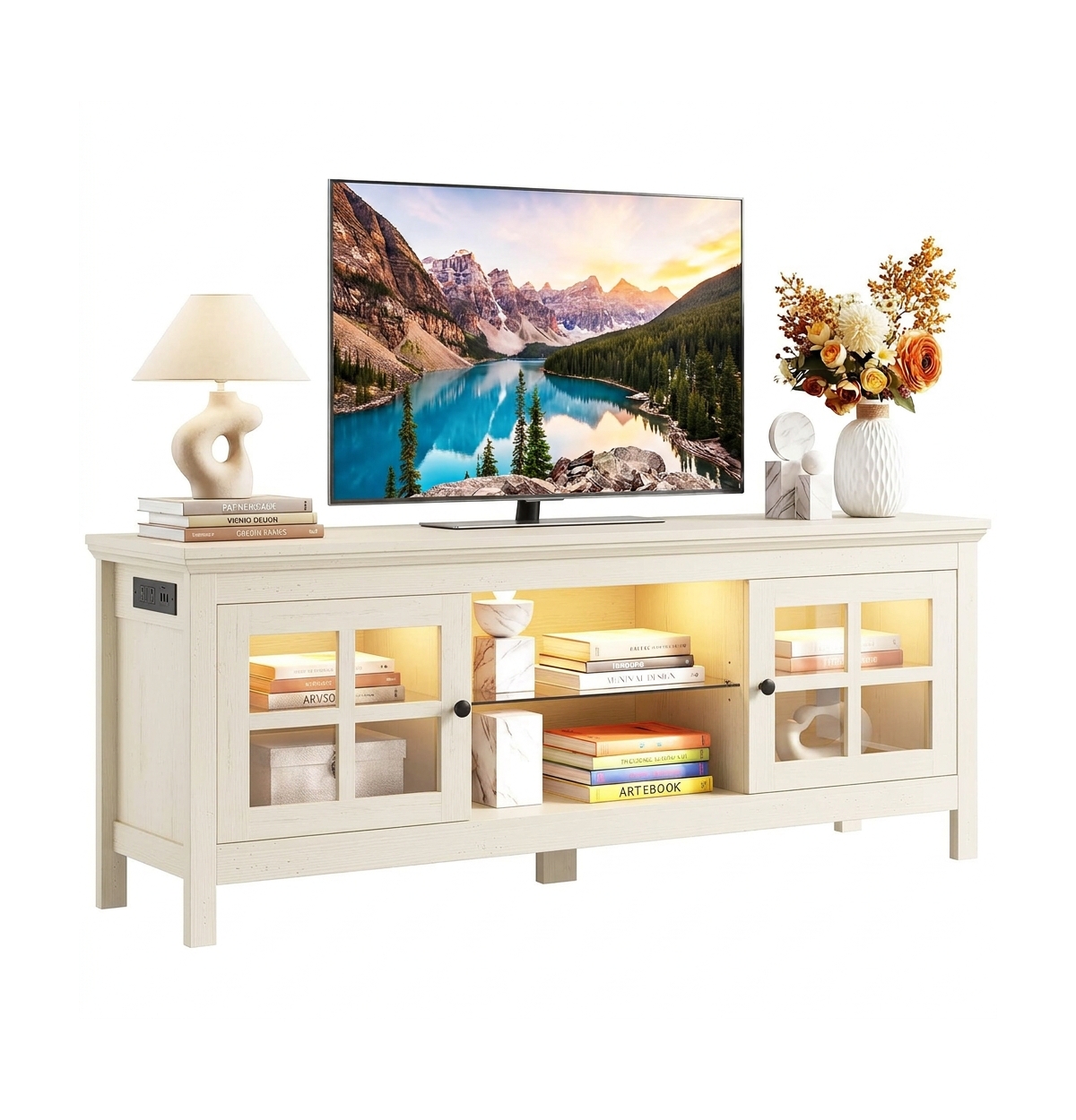 Click here for Aheaplus 55 Tv Stand with Charging Station and Led... prices