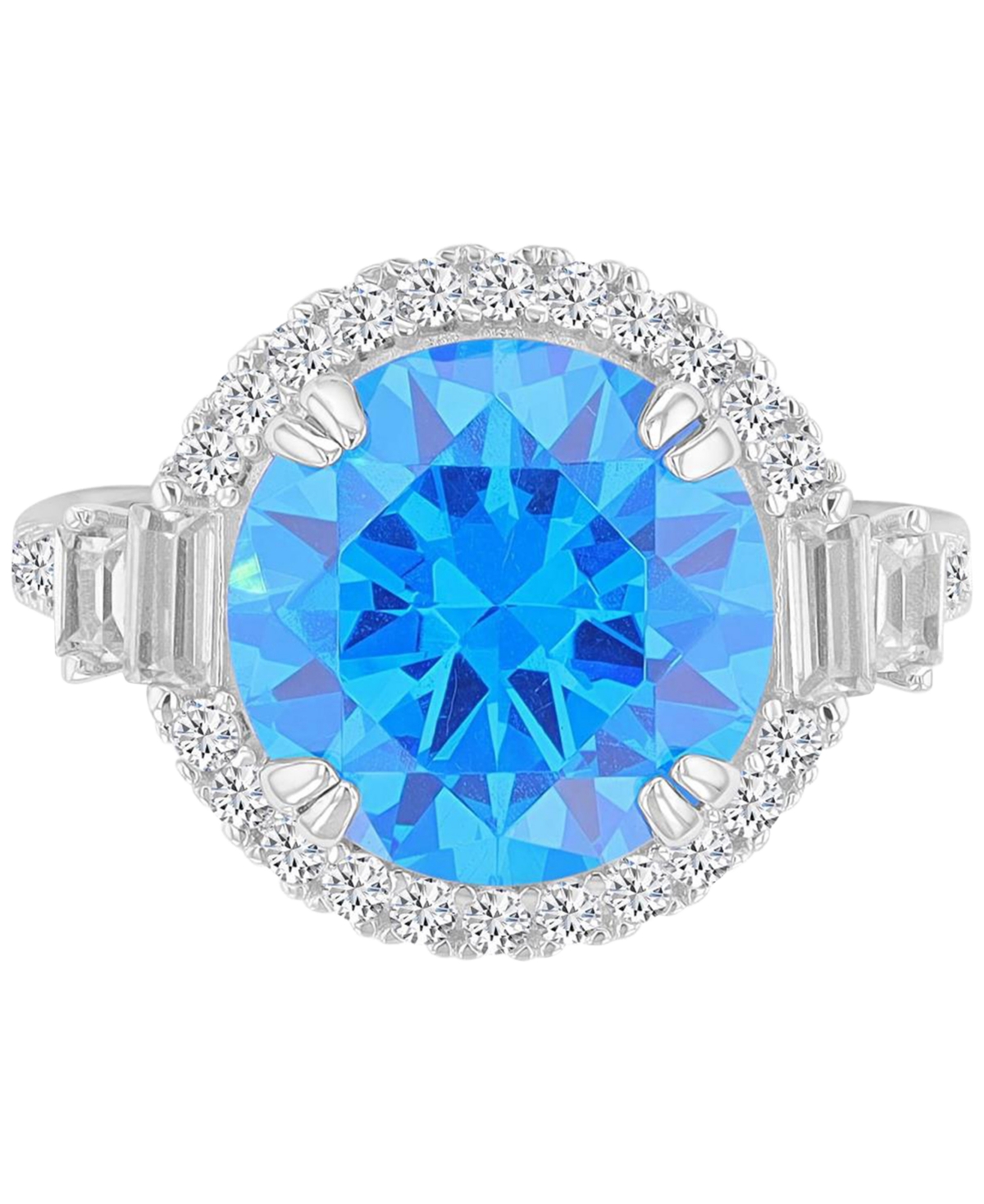Click here for Macys Silver-Plated Dark Blue Halo Bridal Ring - S... prices