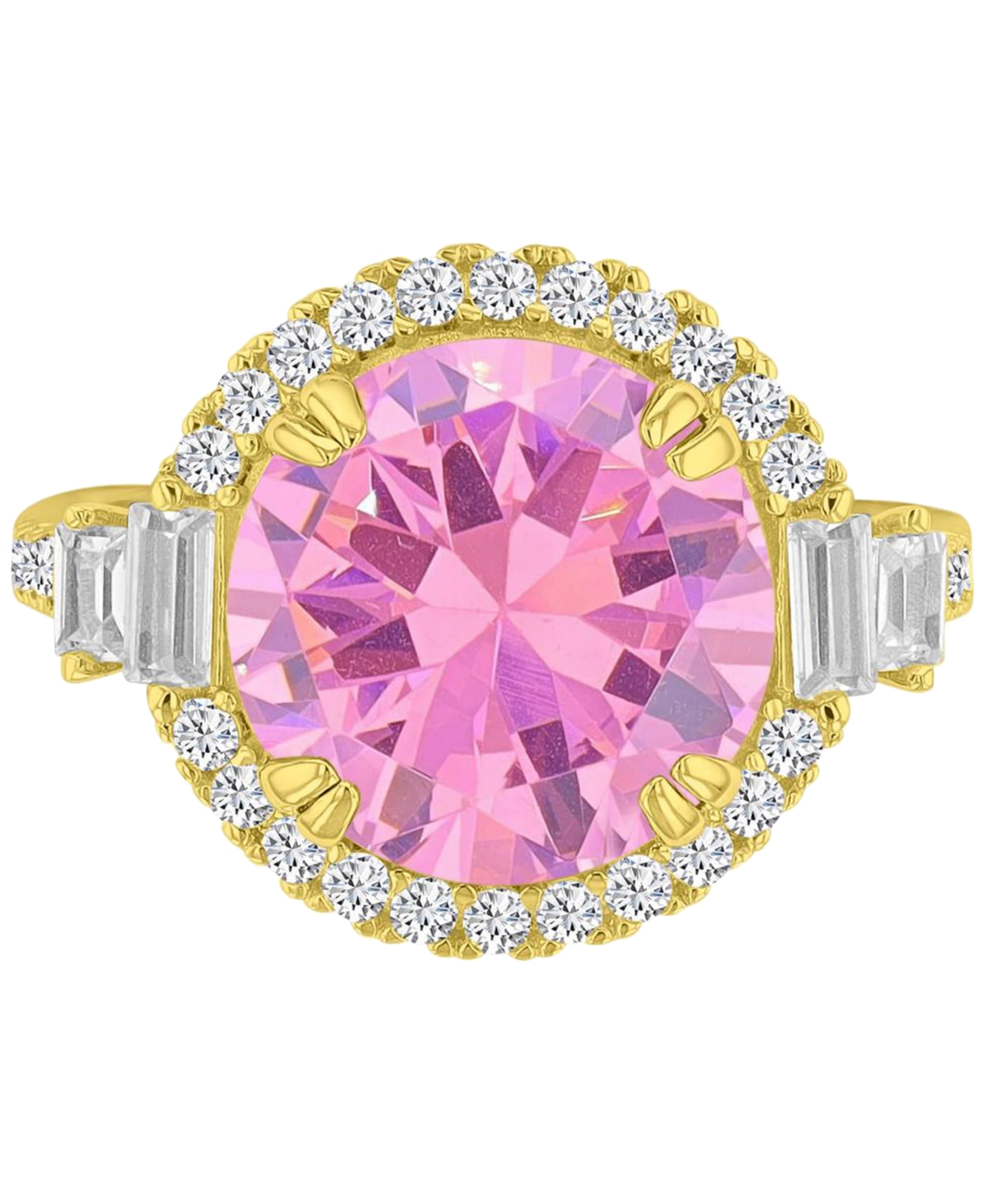 Click here for Macys 14k Gold-Plated Pink Halo Bridal Wedding Rin... prices