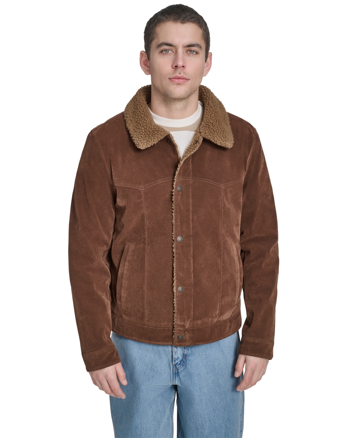 Click here for Levis Mens Faux Shearling Rancher Jacket - Cognac prices