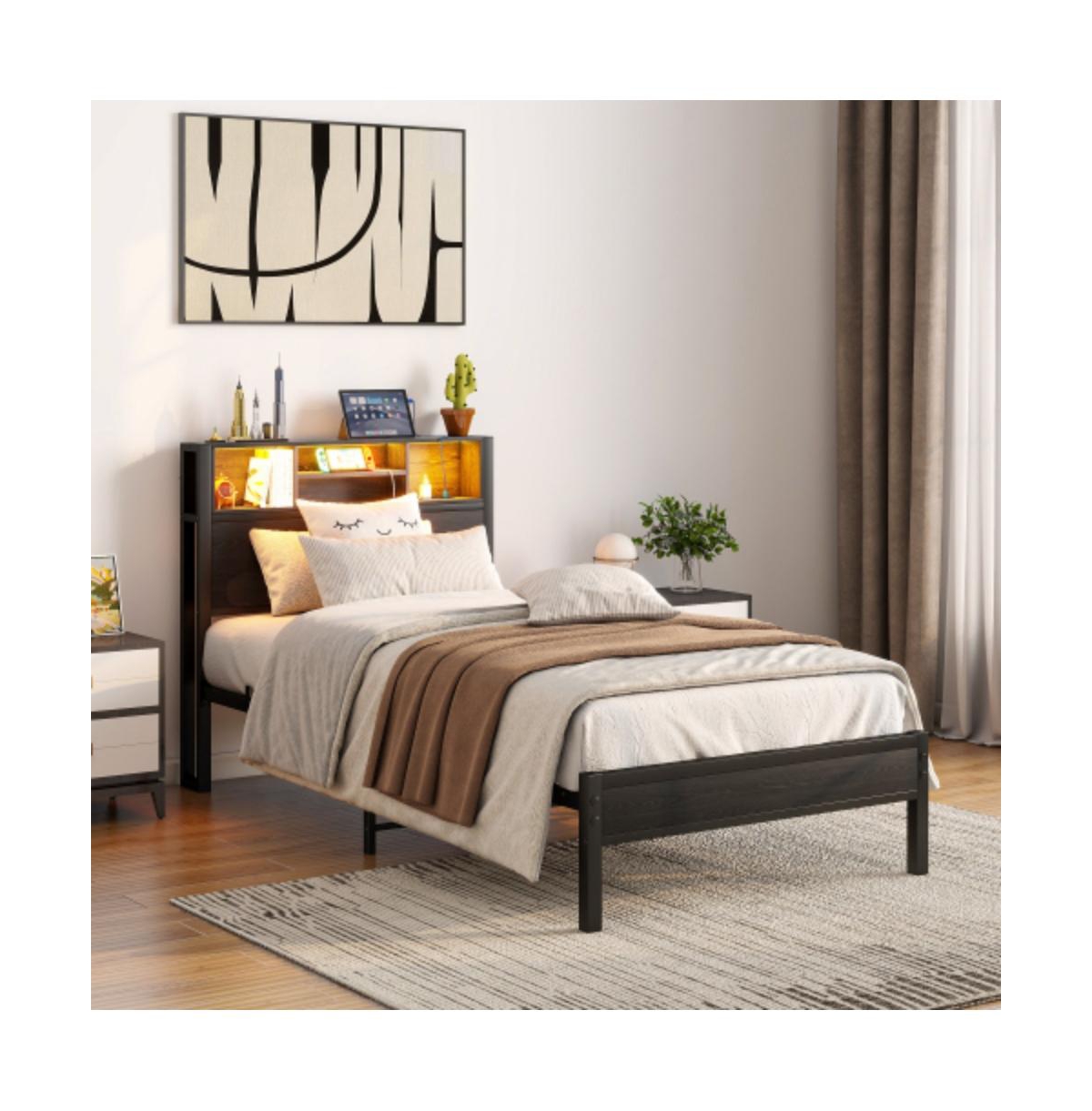 Click here for Lucky One Twin Size Bed Frame with Storage Headboa... prices
