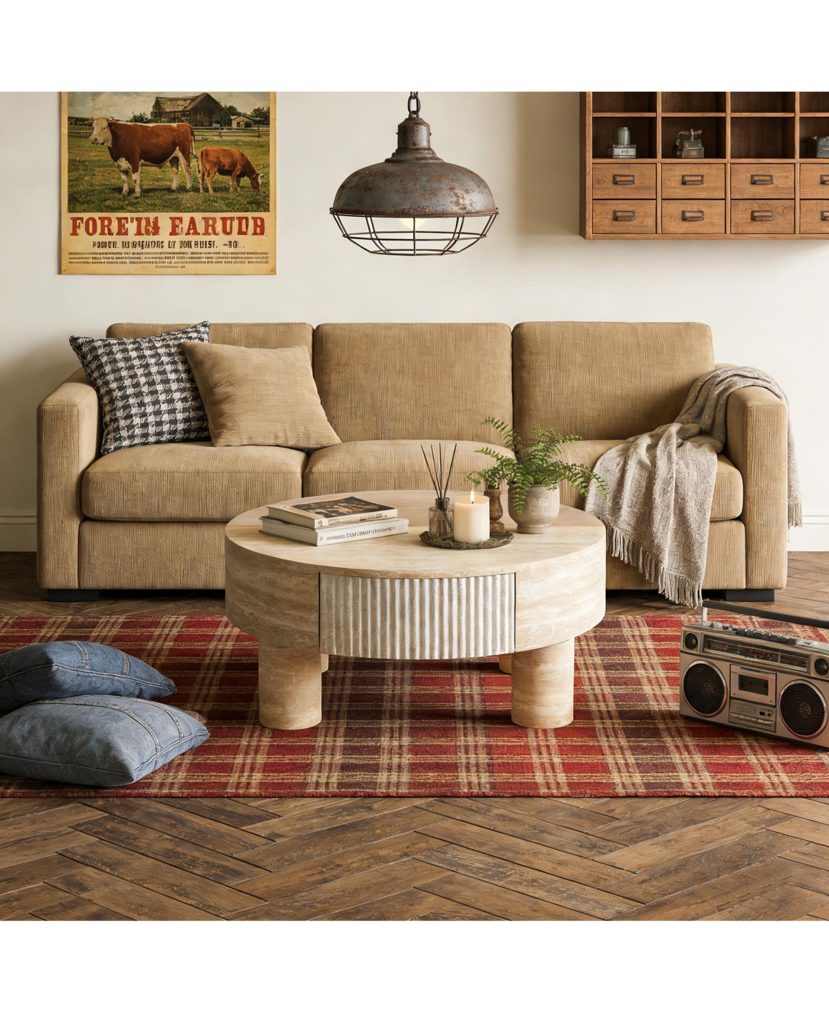 Click here for Clihome 31.5 Inch Round Mdf Coffee Table with Hidd... prices