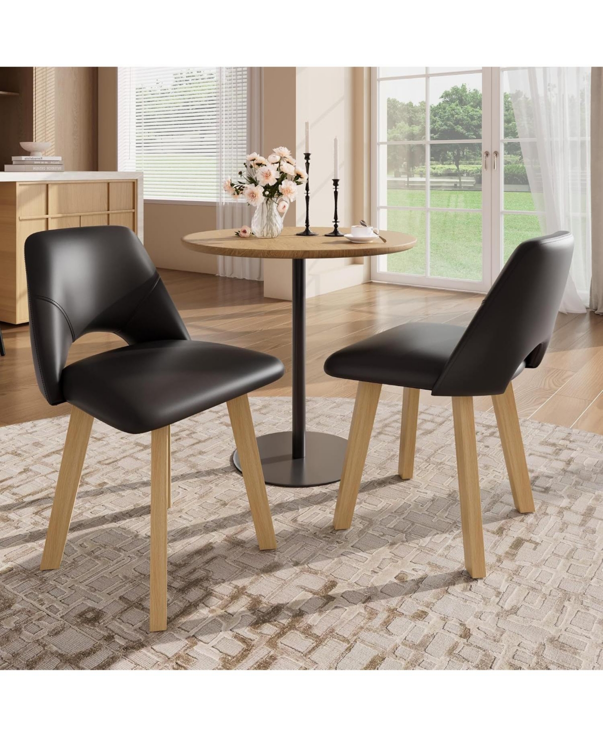 Click here for homfan Set of 2 Pu Leather Dining Chairs â Wood... prices