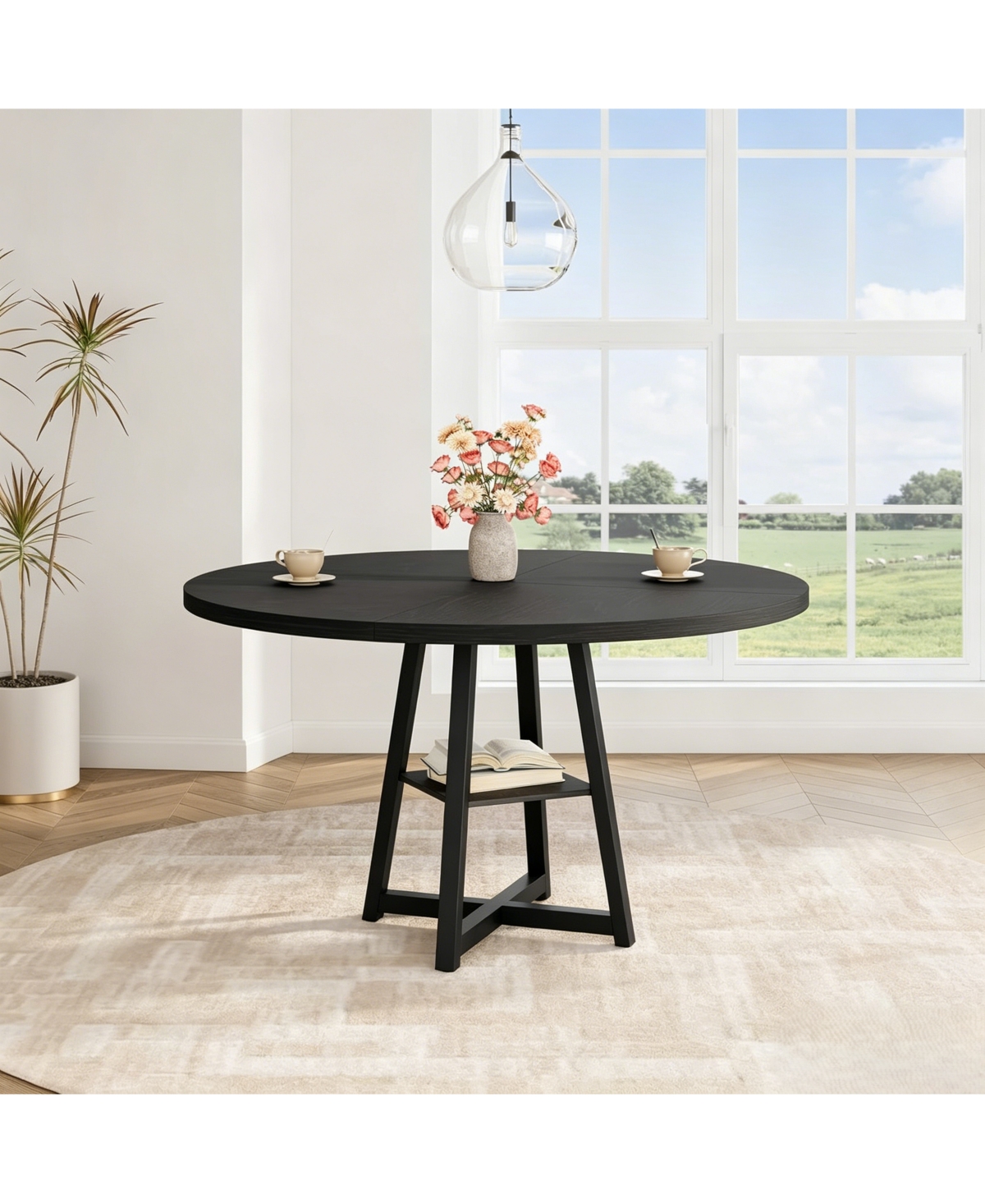 Click here for homfan 47-Inch Round Dining Table for 4-6 with Sto... prices