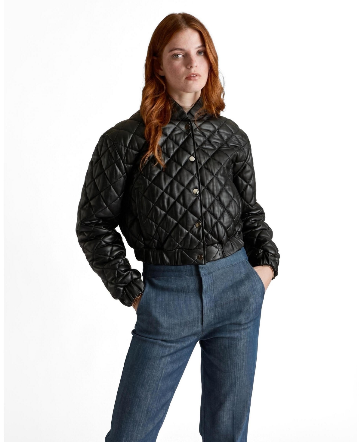 Click here for Furniq Uk Womens Aveline Quilted Leather Jacket -... prices