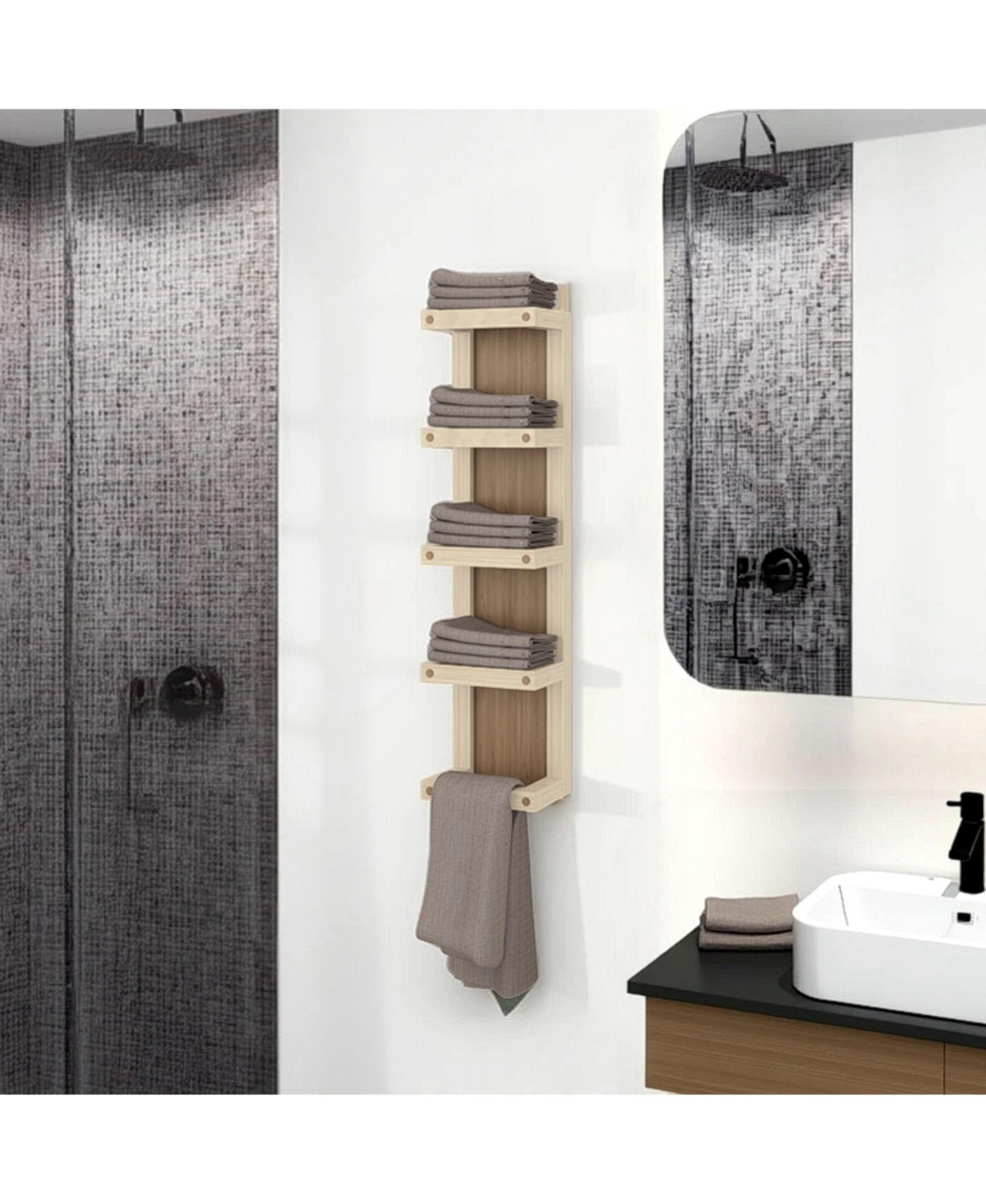 Click here for Depot E-Shop Chidester Towel Rack  5 Shelves - Nat... prices