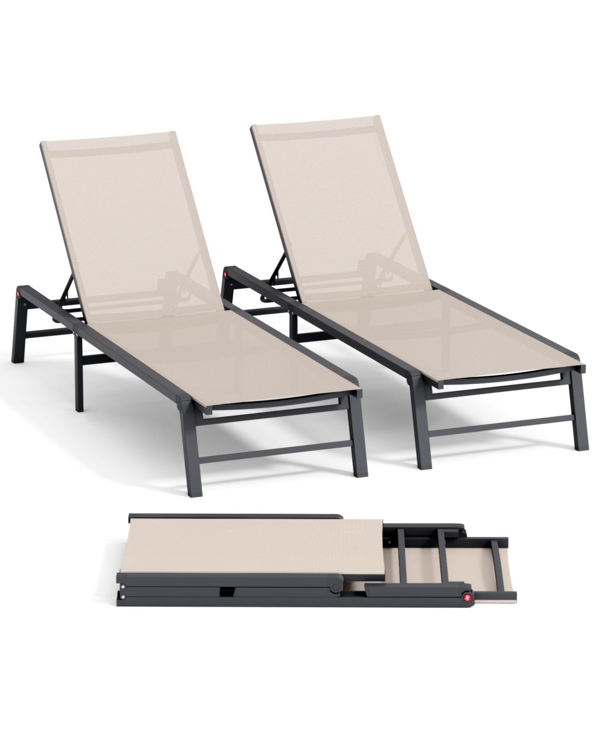Click here for Mondawe 2 Piece Foldable Pool Lounge Chair Set wit... prices