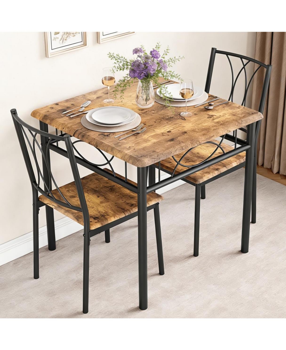 Click here for homfan 3 Piece Dining Room Table Set for 2  Wooden... prices