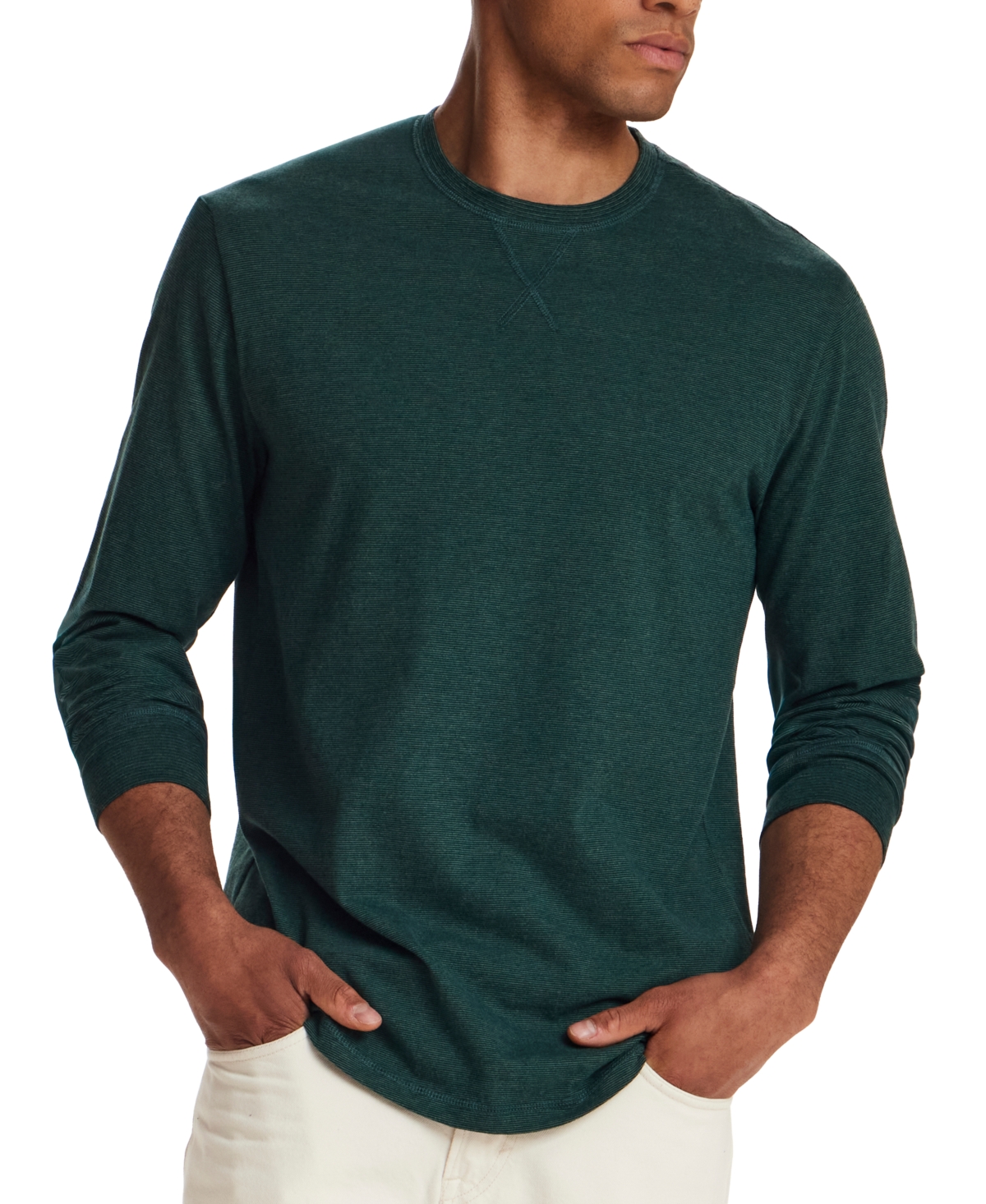 Click here for Weatherproof Vintage Mens Microstripe Jersey Crewn... prices