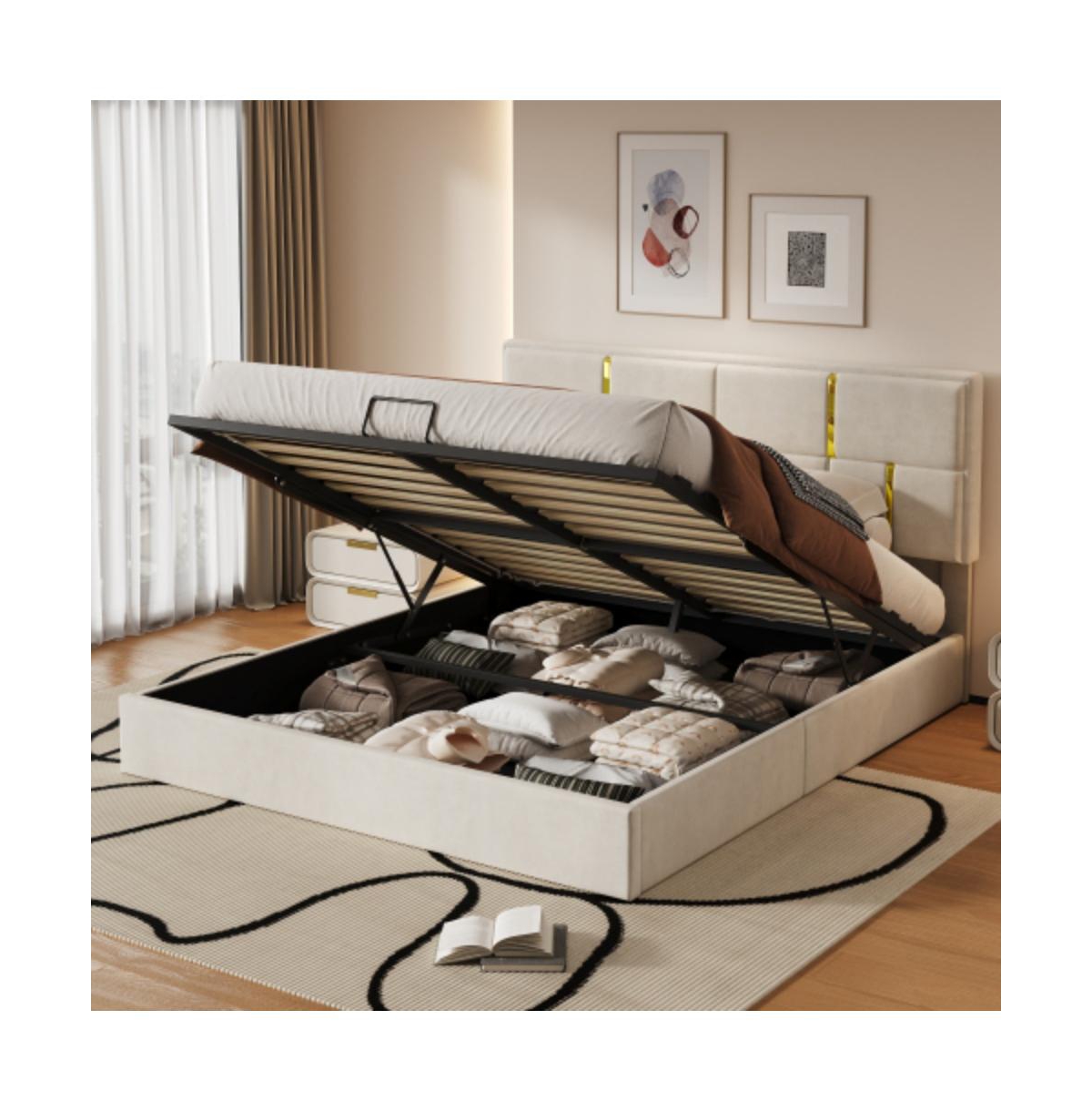 Click here for Lucky One Queen Size Upholstered Platform Bed with... prices