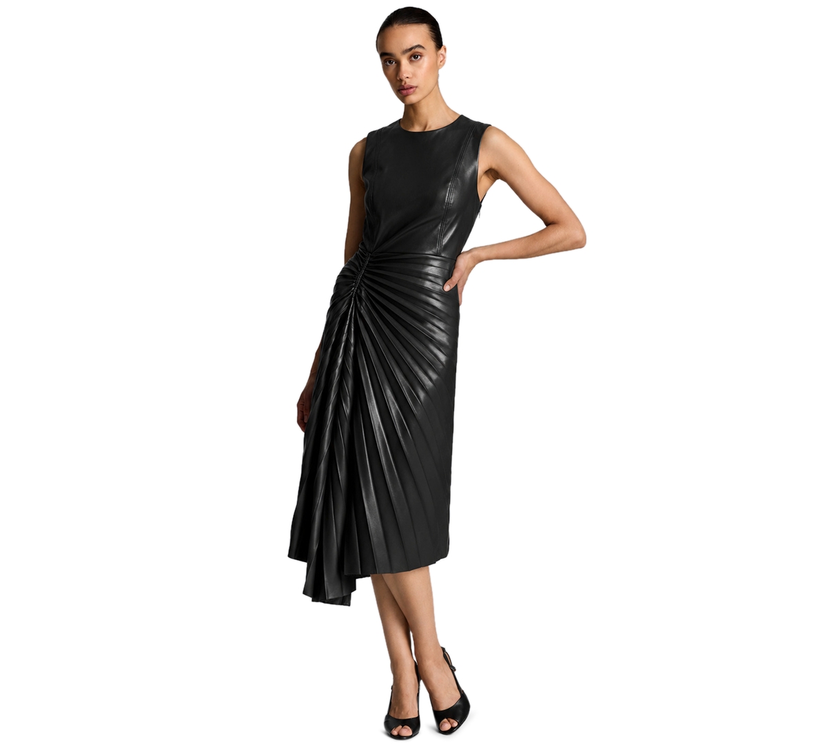 Click here for Kenneth Cole Womens Sunburst Pleated Midi Dress -... prices