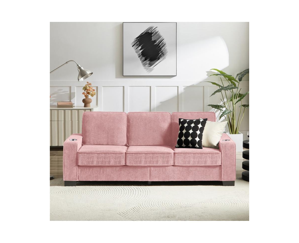 Click here for Rainsken 83.86 Corduroy 3-Seater Sofa with Cup Hol... prices