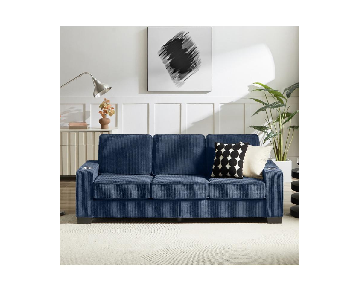 Click here for Rainsken 83.86 Corduroy 3-Seater Sofa with Cup Hol... prices