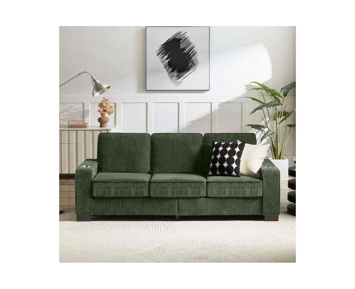 Click here for Rainsken 83.86 Corduroy 3-Seater Sofa with Cup Hol... prices
