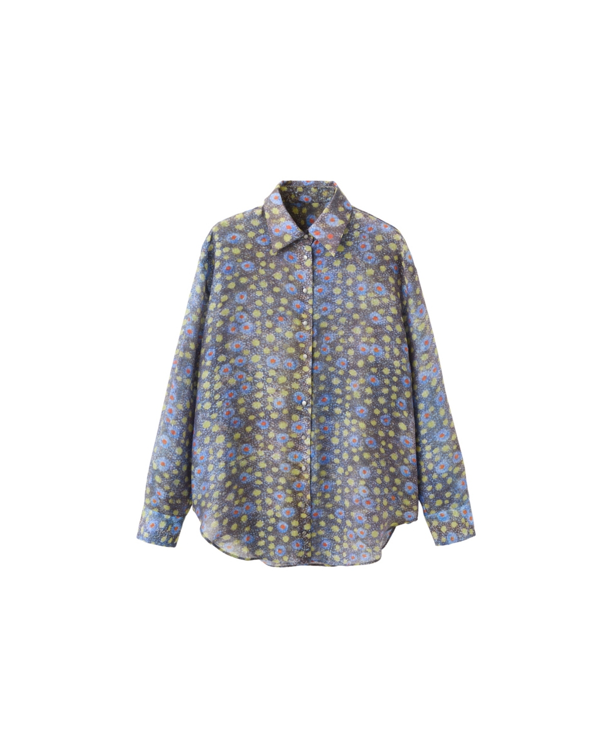 Click here for Mango Womens Semi-Sheer Printed Shirt - Black prices