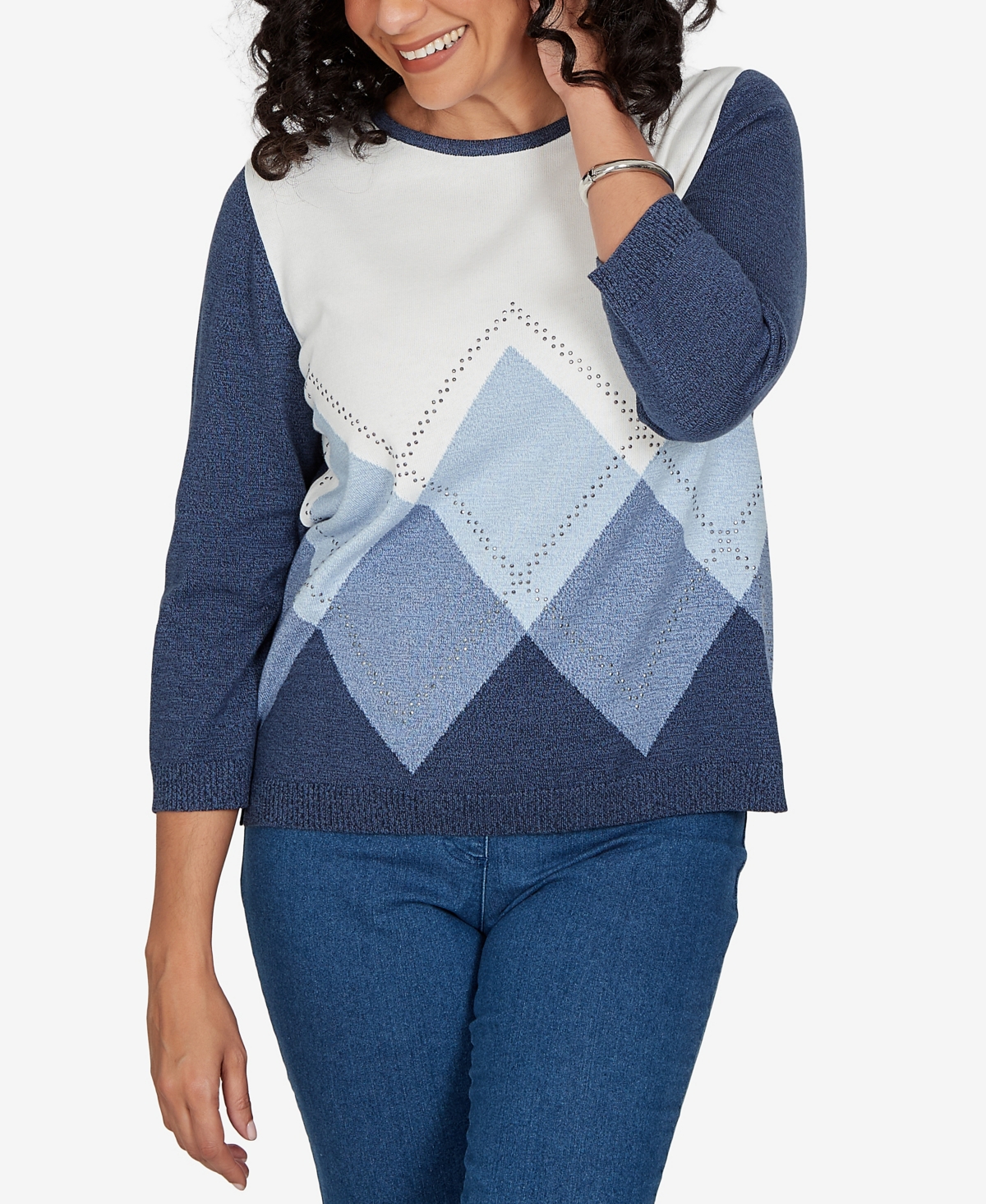Click here for Alfred Dunner Petite Classic Argyle Beaded Sweater... prices