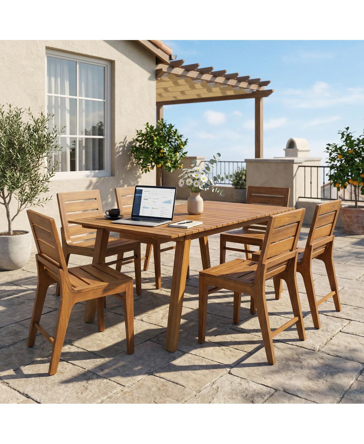 Click here for Asagikoiai 7-Piece Wooden Outdoor Dining Set with... prices