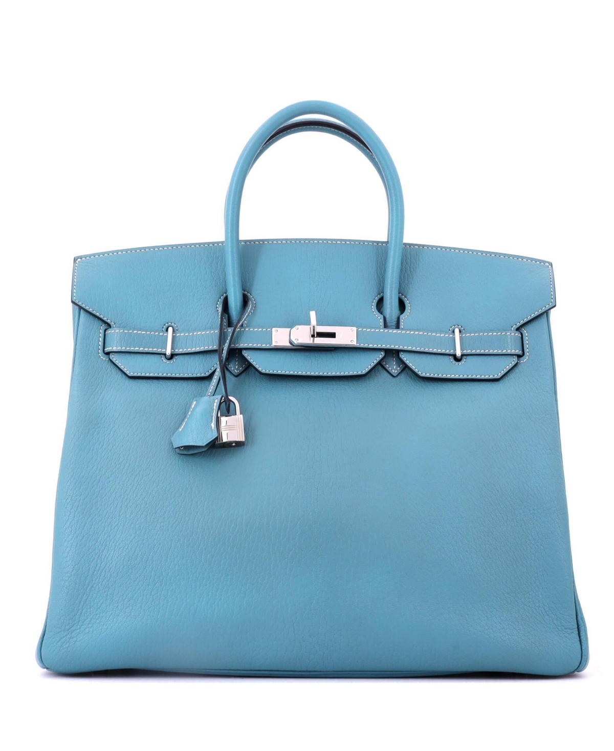 Click here for Pre-Owned HERMES Hac 36 Handbag Blue Chevre de Cor... prices