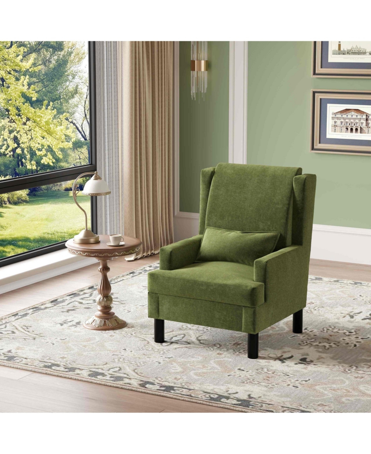 Click here for homfan Chenille Wingback Accent Chair with Lumbar... prices