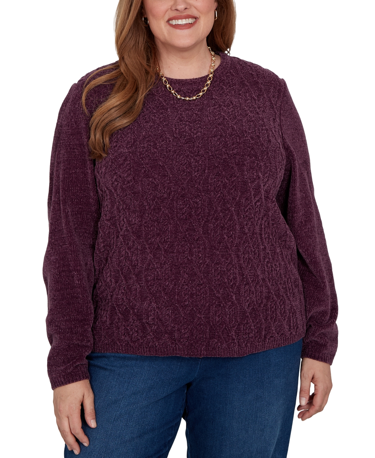 Click here for Alfred Dunner Plus Size Classic Cable Pullover Che... prices