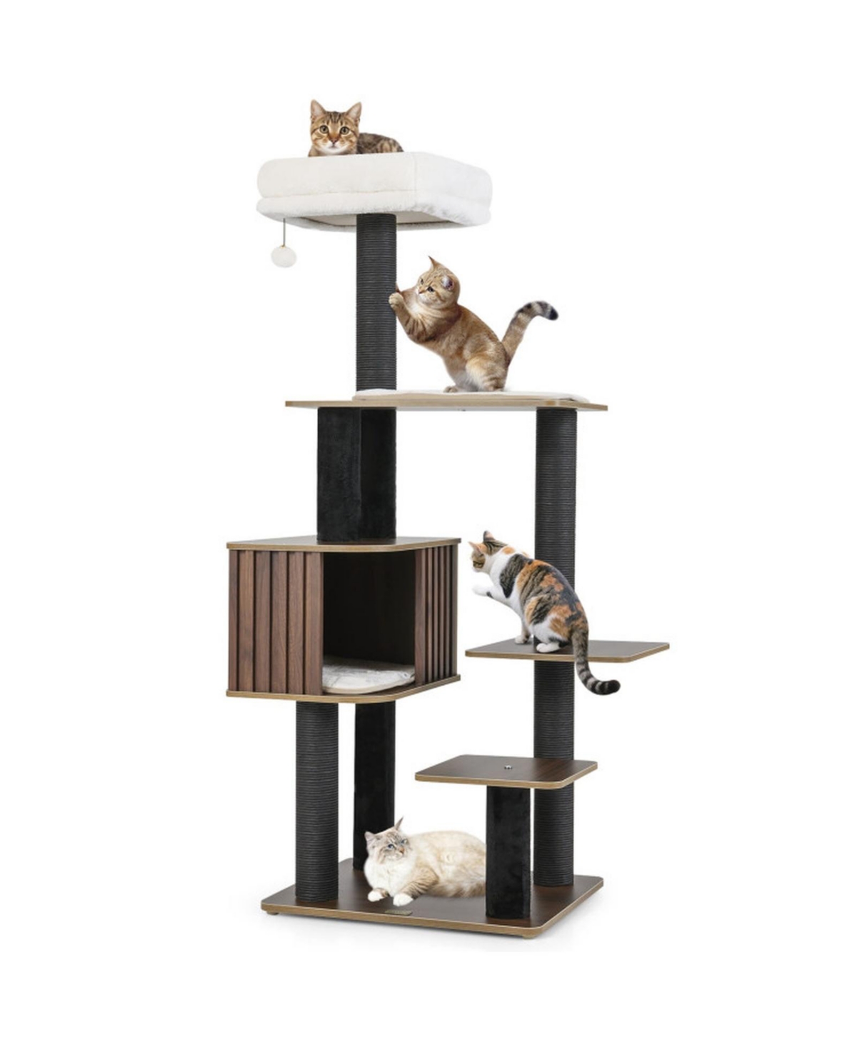 Click here for Hongge 59 Inch Multi-Level Cat Tree with Fence-Sty... prices