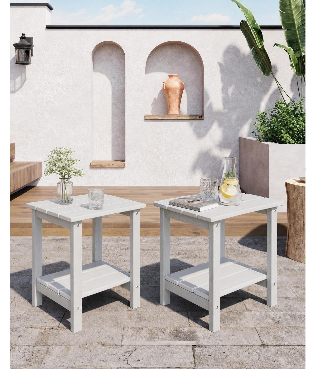 Click here for homfan Set of 2 Outdoor Side Table – 18 2-Tier Hdp... prices