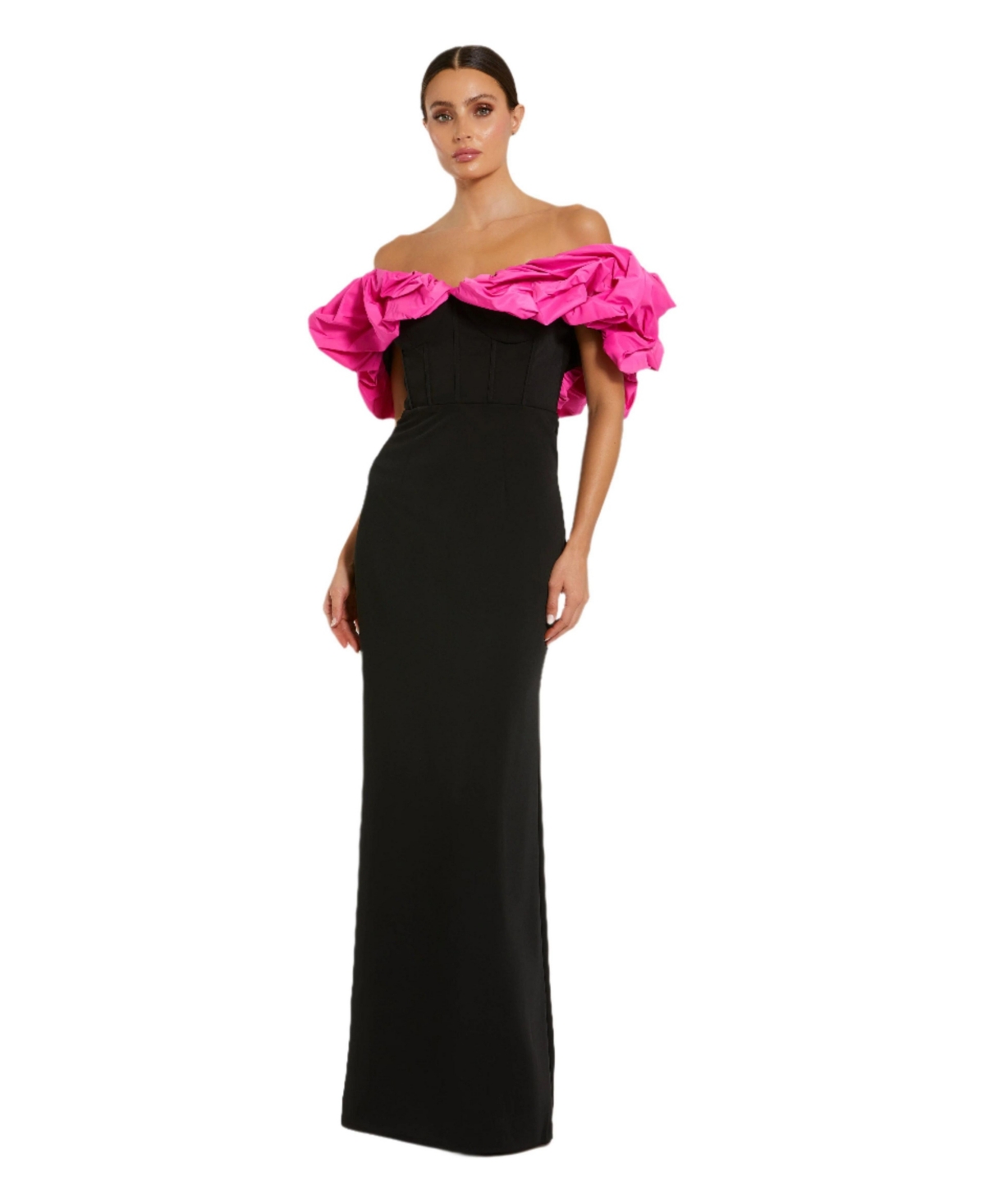 Click here for Mac Duggal Womens Off-the-Shoulder Column Gown wit... prices