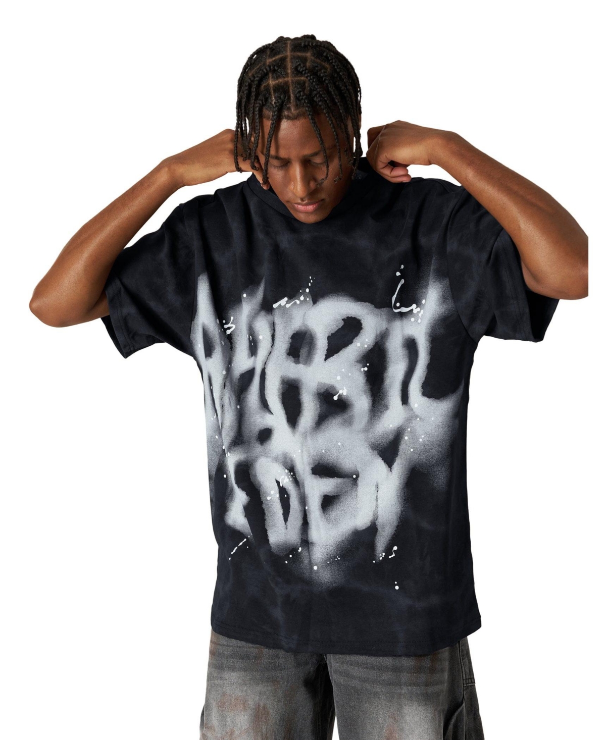 Click here for Aelfric Eden Mens Washed Abstract Graphic Tee - Bl... prices