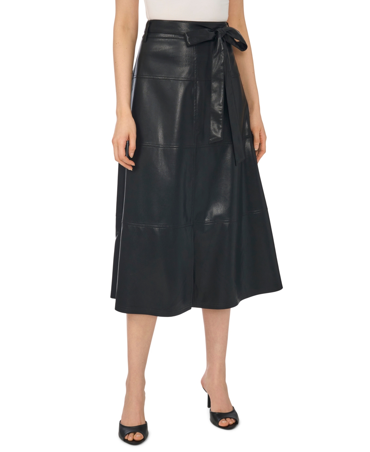 Click here for CeCe Womens High-Waisted A-Line Tie Belt Midi Skir... prices
