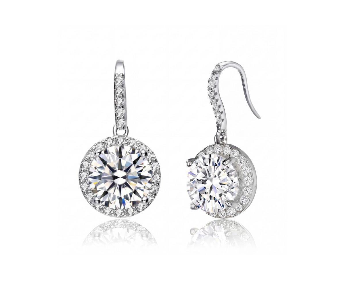 Click here for Genevive Dainty White Gold Plated Halo Cz Round Dr... prices