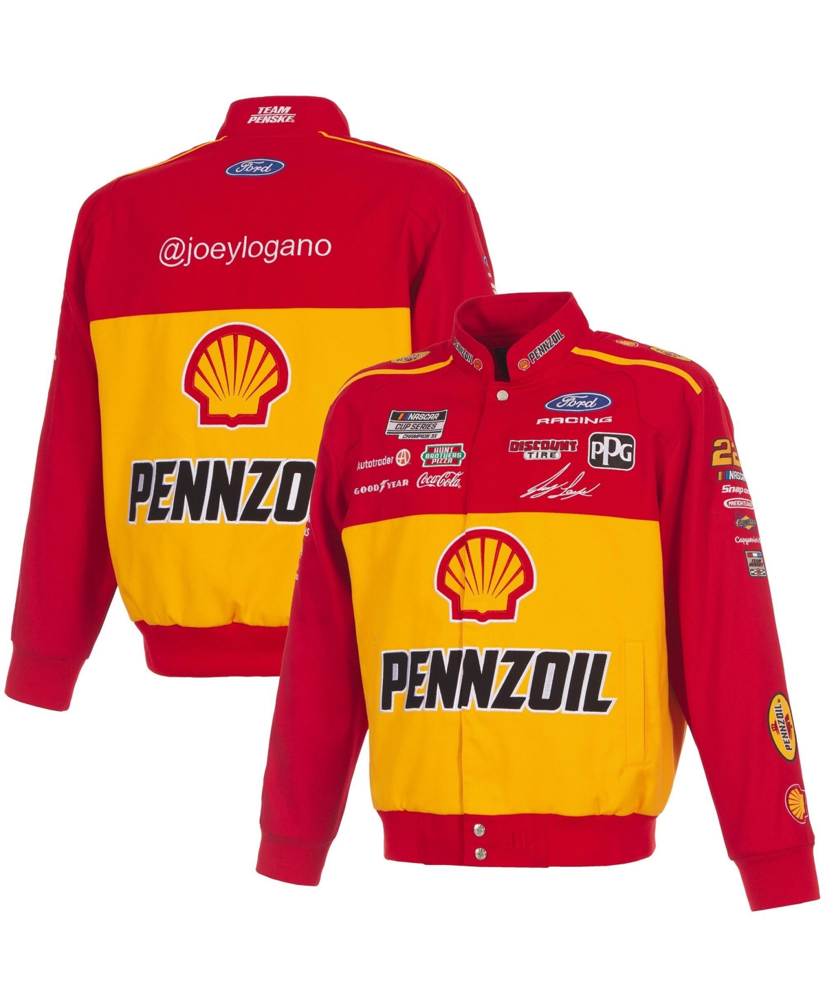Click here for Jh Design Mens Red/Yellow Joey Logano 2026 Pennzoi... prices