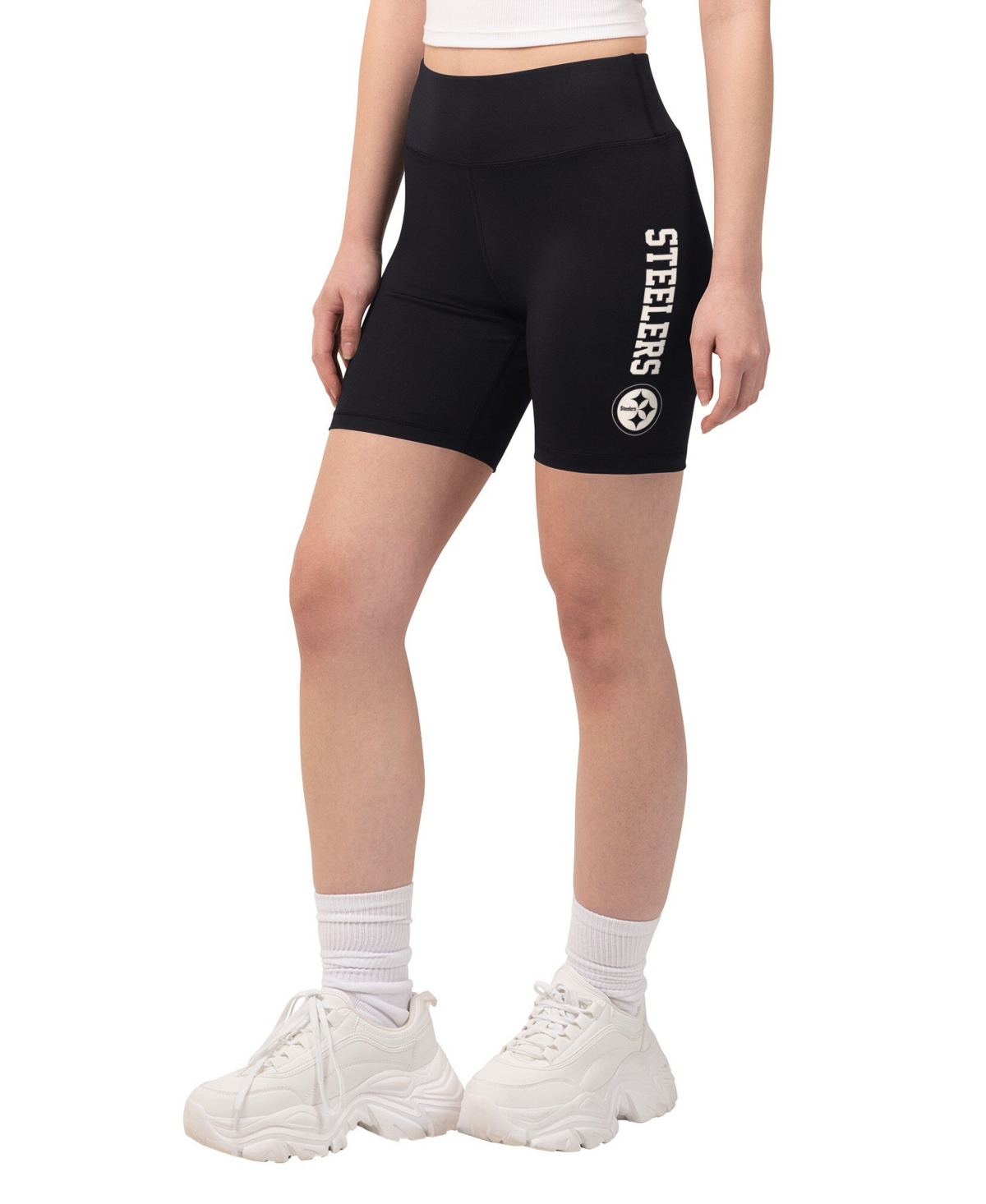 Click here for Starter Womens Black Pittsburgh Steelers Biker Sho... prices
