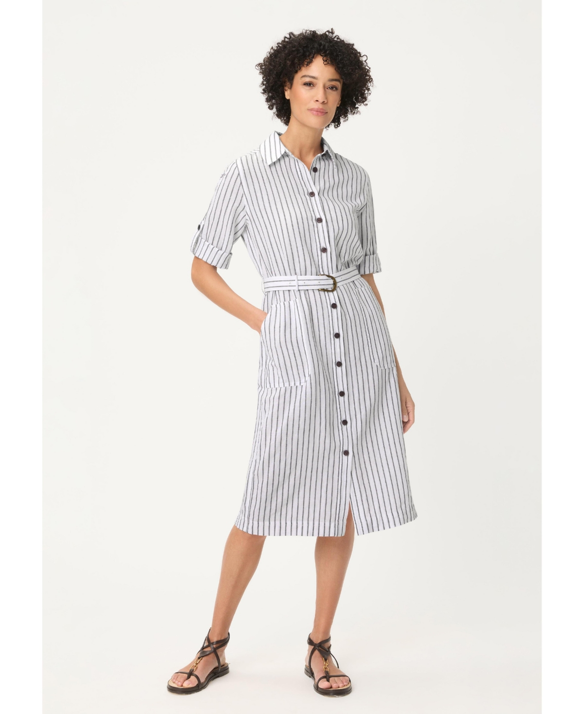 Click here for Olsen Womens Stripe Shirt Dress - Dark brown prices
