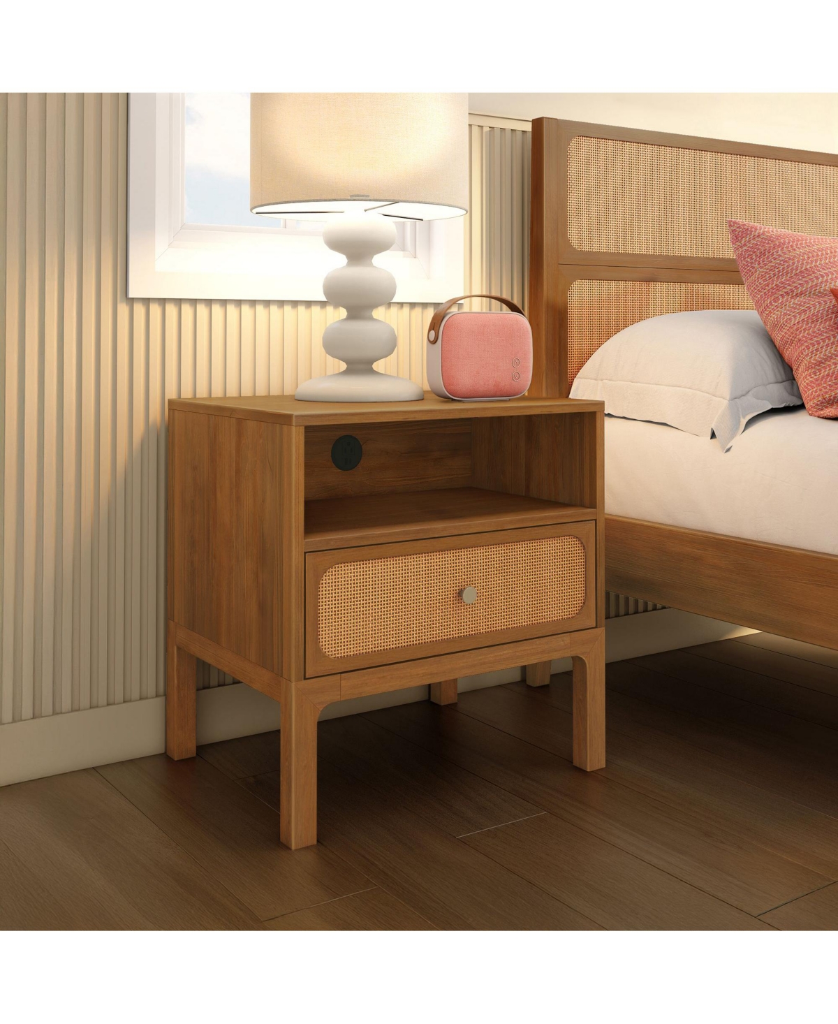 Click here for Max & Lily Elio/Rattan 1 Drawer with Cubby and Ele... prices
