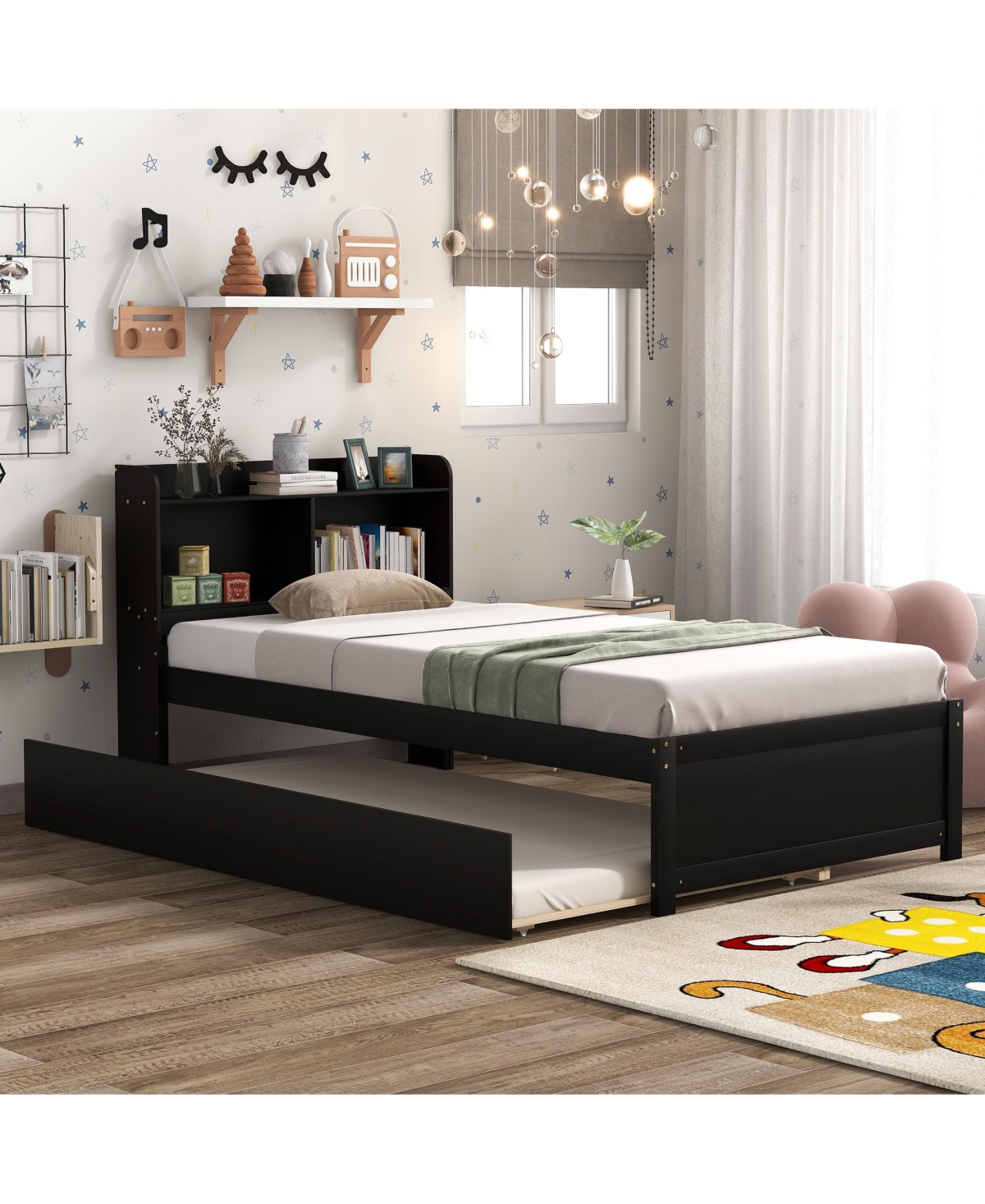 Click here for Sailvan Bed with Trundle Bookcase - Brown prices