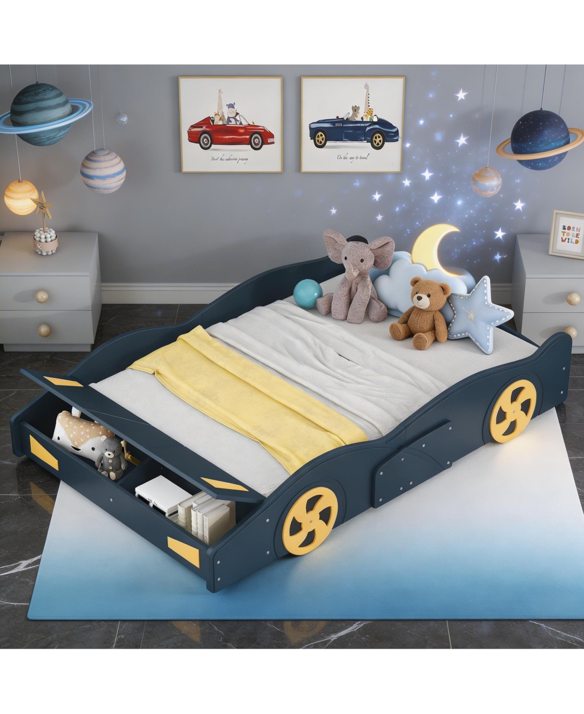 Click here for Sailvan Full Race Car Platform Bed Frame with Stor... prices