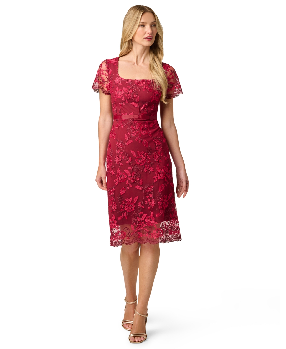 Click here for Adrianna Papell Womens Rose Floral Embroidered She... prices