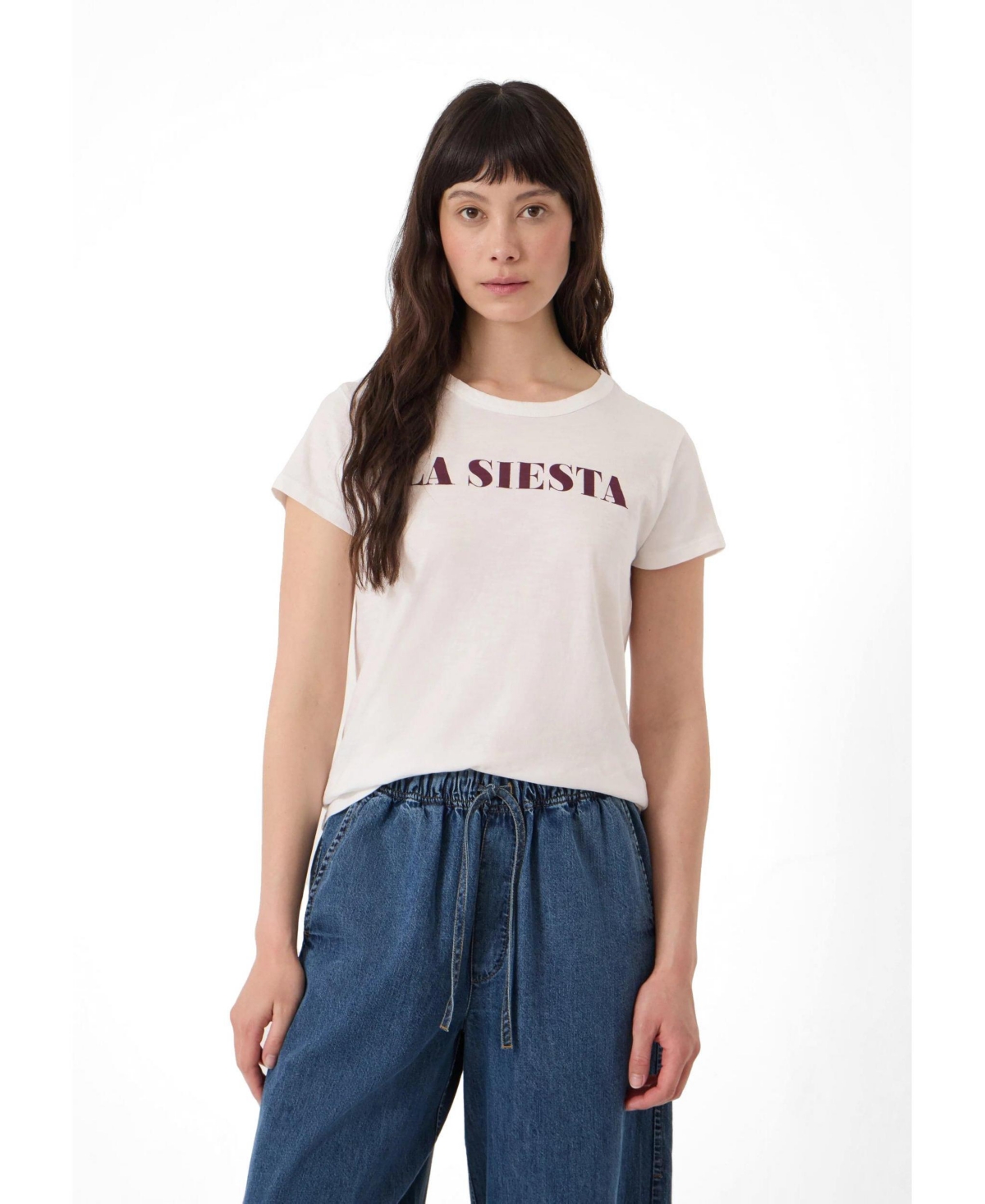Click here for Hush Womens La Siesta Graphic Slub T-shirt - Ecru prices