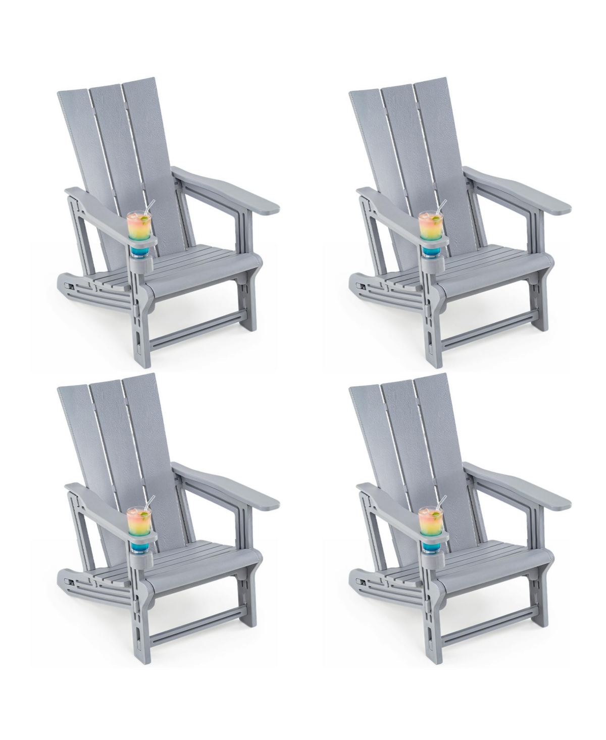 Click here for Gymax Adirondack Chairs Set of 4 with Cup Holder W... prices