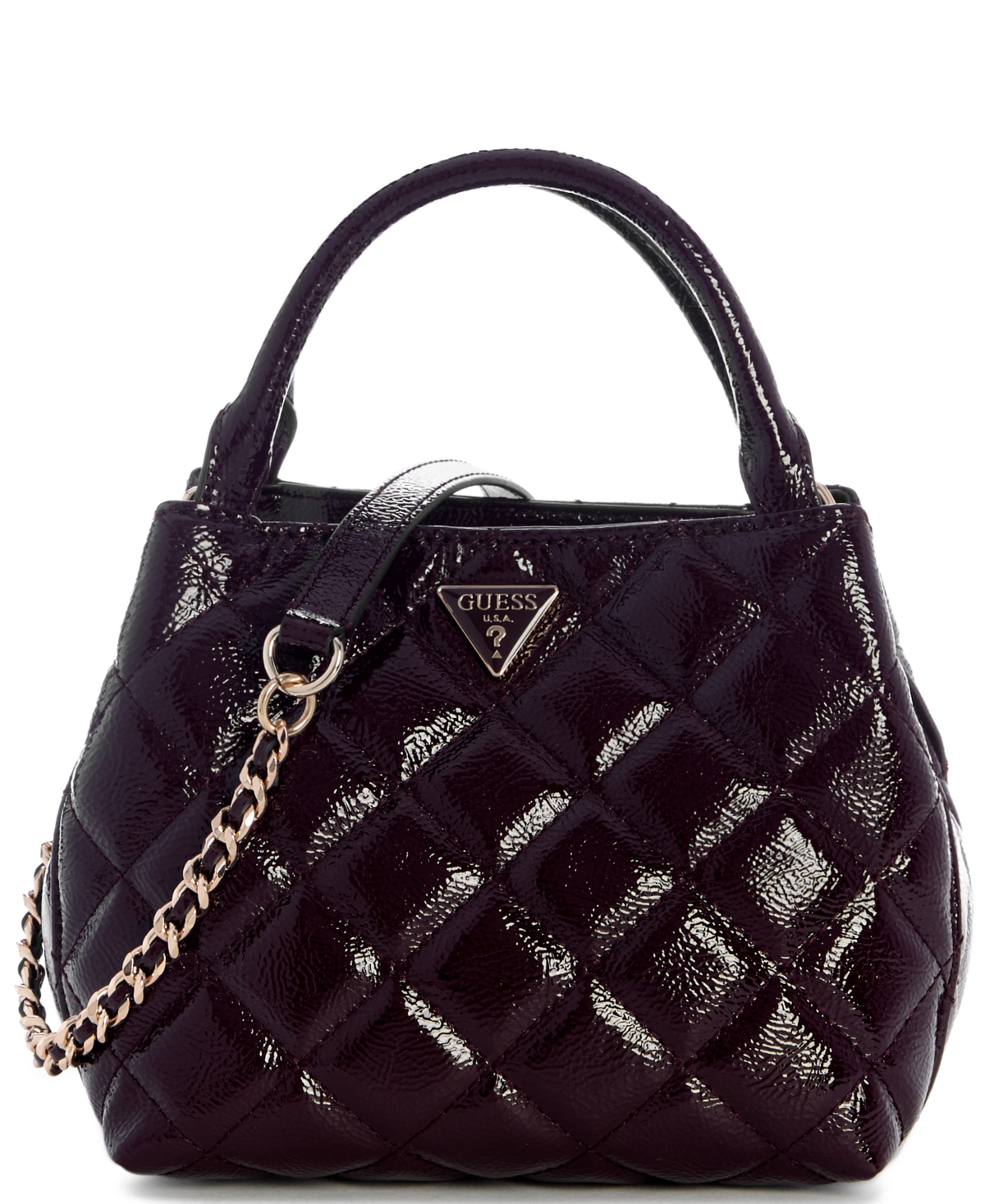 Click here for Guess Juliet Small Satchel Handbag - Burgundy prices
