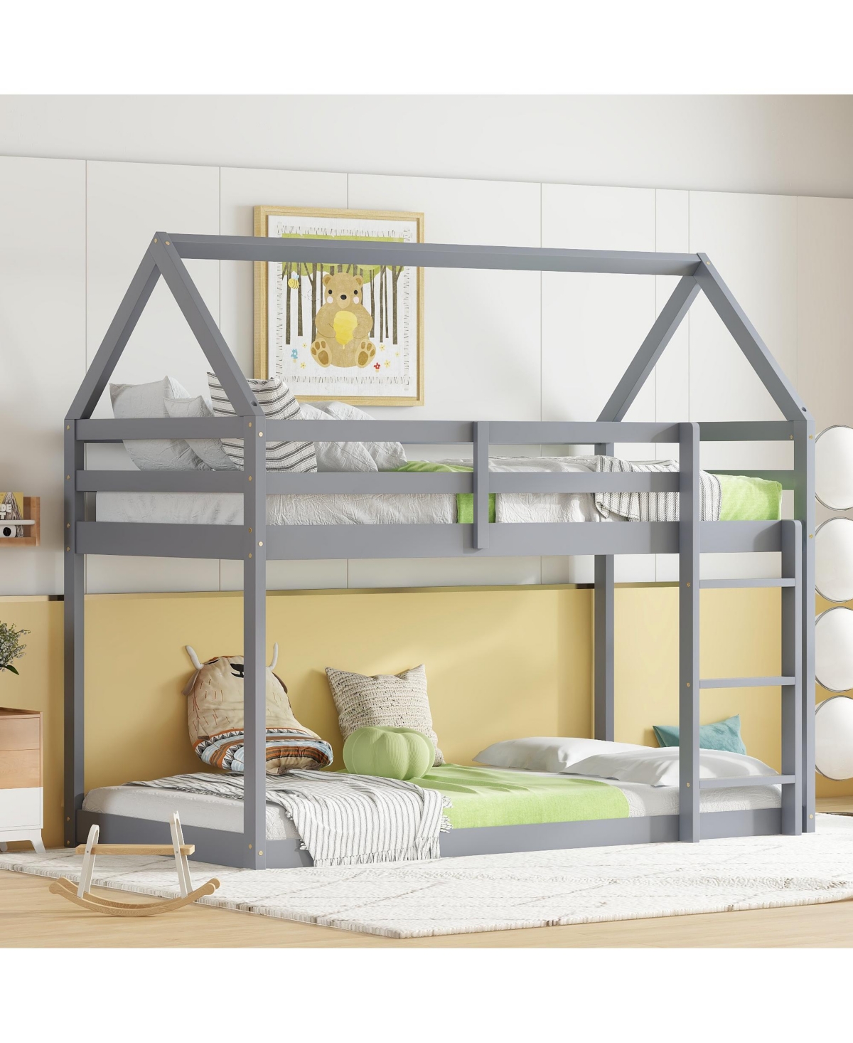 Click here for Sailvan Twin over Twin Rubber Wood Floor Bunk Bed... prices