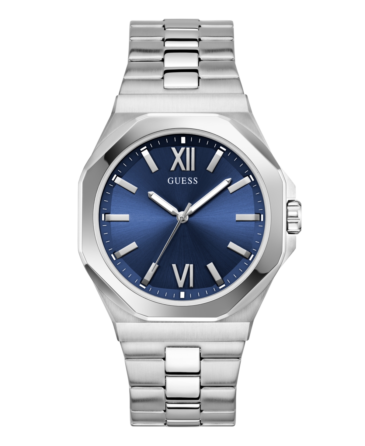 Click here for Guess Mens Quartz Silver-Tone Stainless Steel Watc... prices