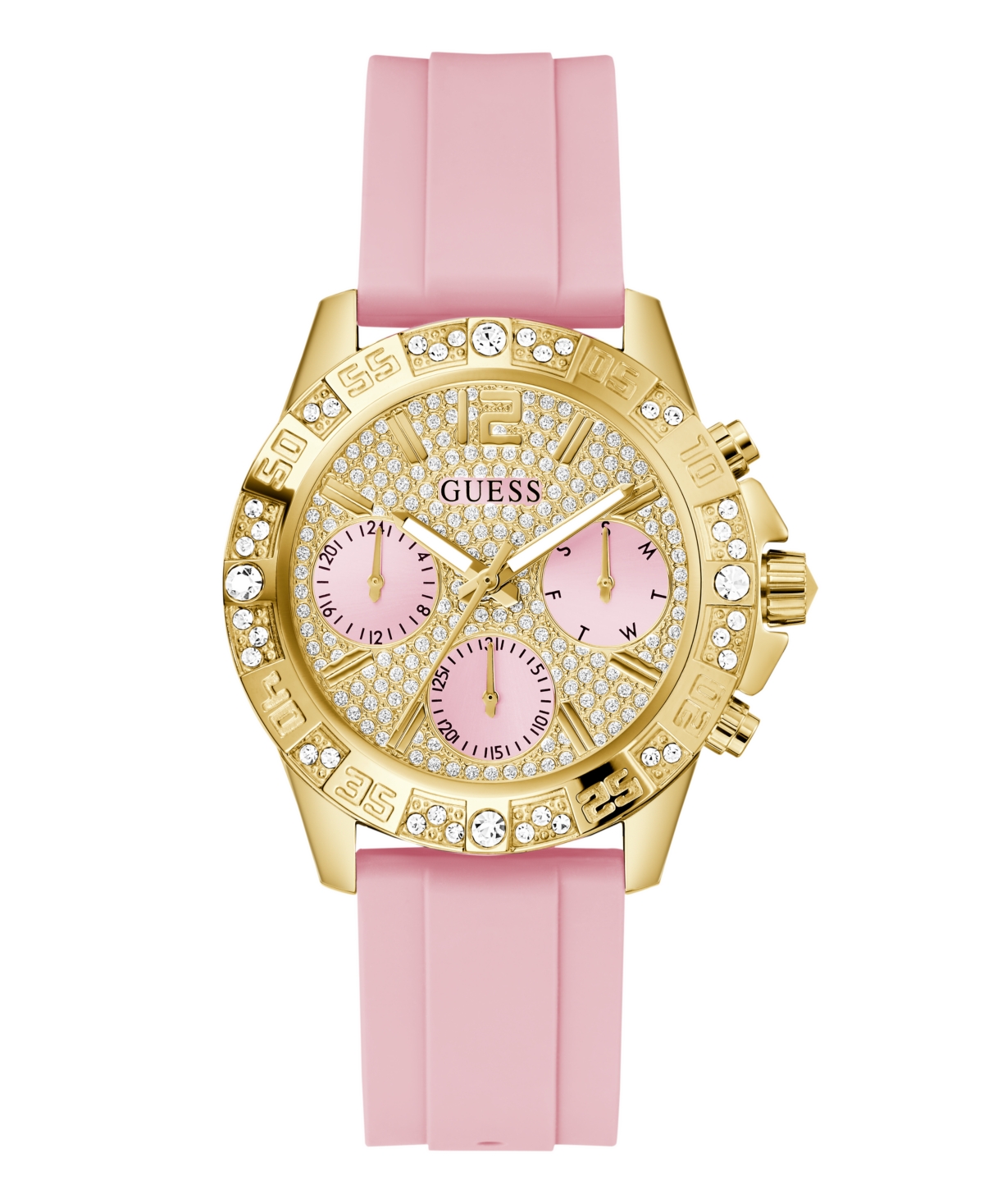 Click here for Guess Womens Quartz Pink Silicone Watch 40mm - Lig... prices