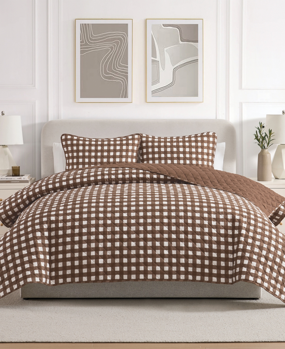 Click here for Vcny Home Gingham Microfiber 3-Pc. Quilt Set  King... prices