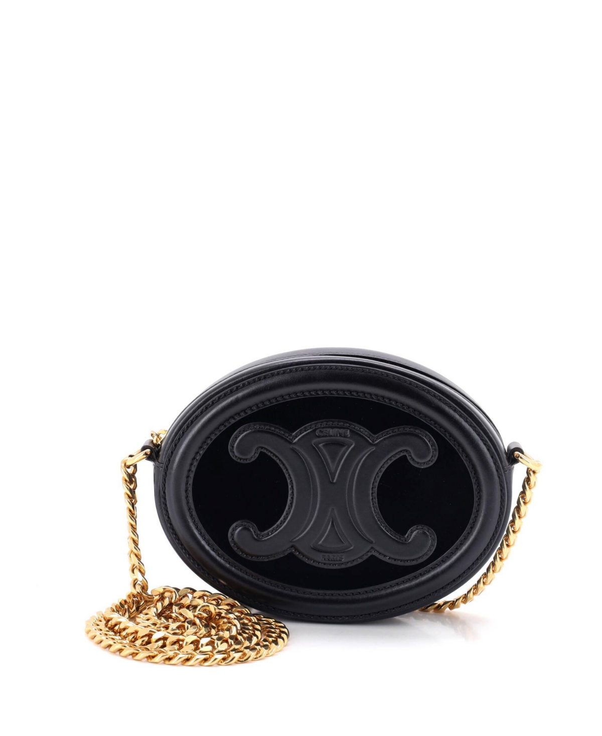 Click here for Pre-Owned Celine Triomphe Oval Chain Crossbody Bag... prices