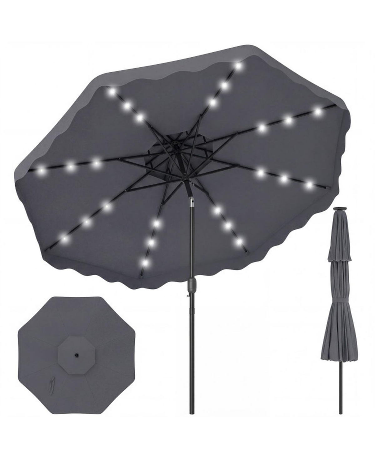 Click here for Gouun 9 Feet Solar Led Patio Umbrella with Push Bu... prices