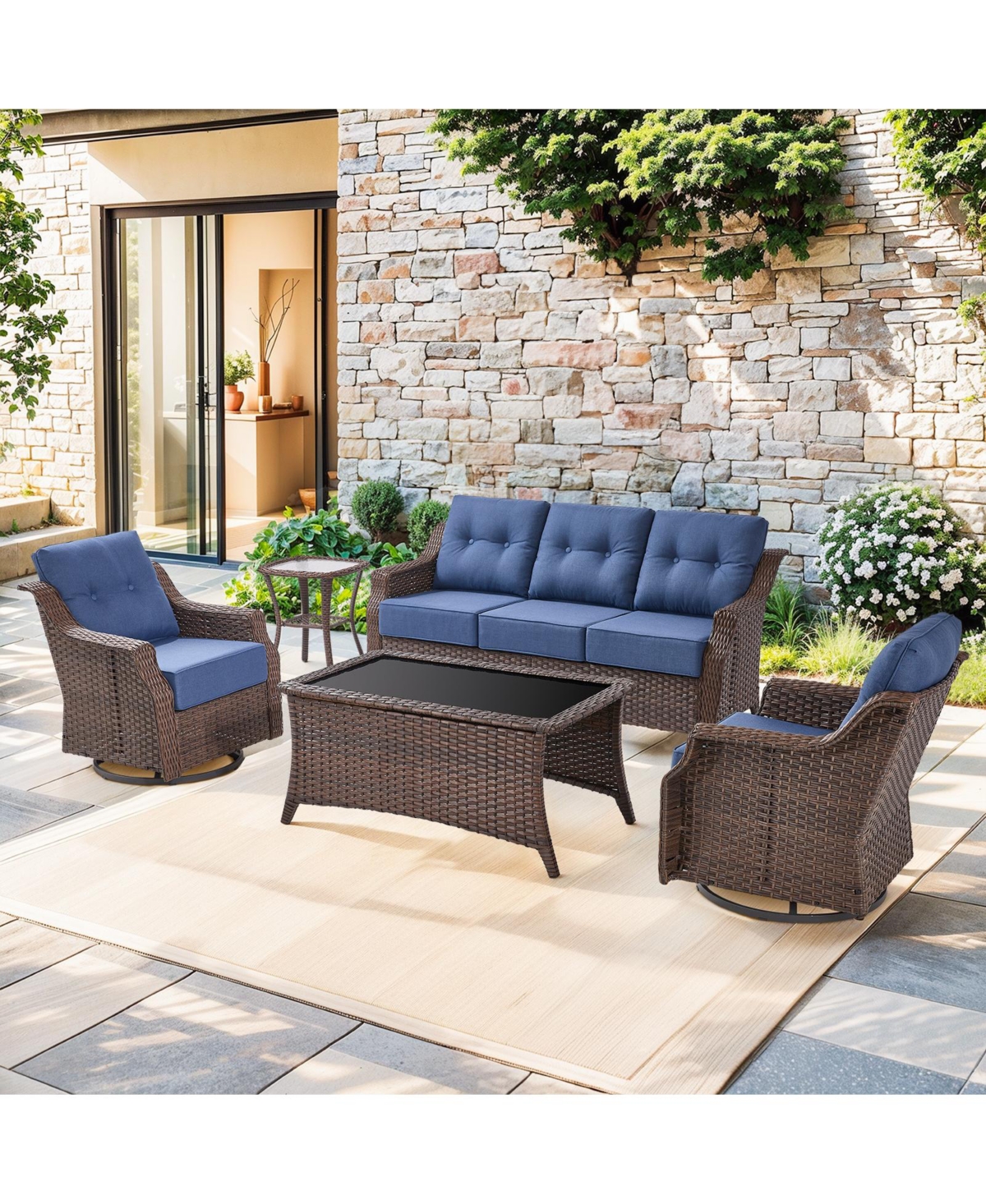 Click here for Pocassy 5-piece Outdoor Conversation Set With 6inc... prices