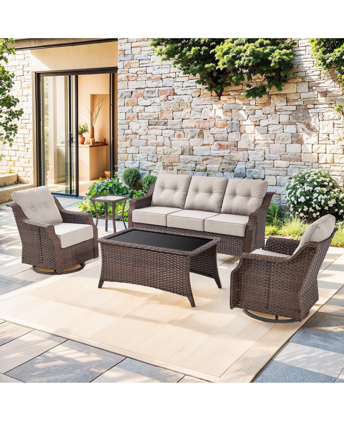 Click here for Pocassy 5-piece Outdoor Conversation Set With 6inc... prices